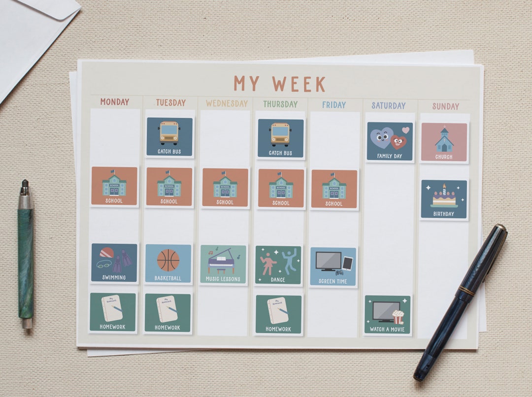 Weekly Family Routine Chart: Printable Planner for School, Chores ...