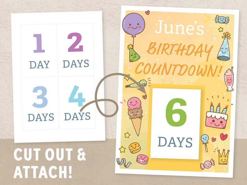 Editable Birthday Countdown Sign: DIY Party Decor (digital Download) - Etsy