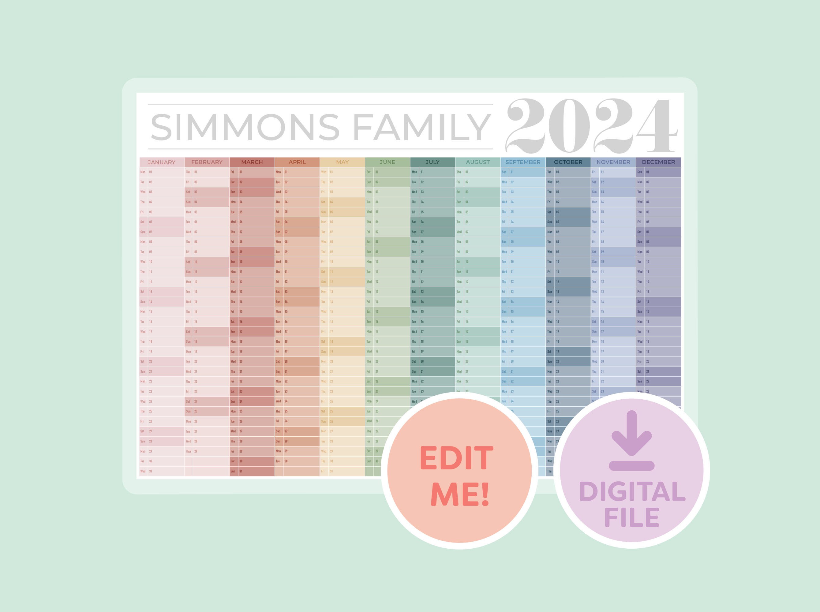 Editable 2024 Wall Planner Printable Wall Calendar Large Scale Wall ...