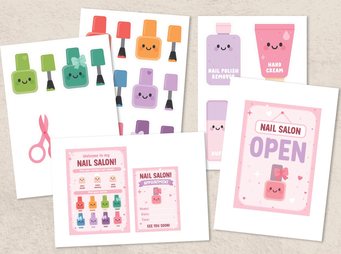 Printable Nail Salon Pretend Play Kit: Kids Role Play (digital PDF) - Etsy
