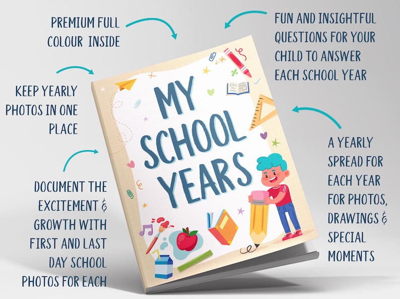 My School Years Memory Book – Full Colour, Pre-k to 12th Grade Keepsake ...