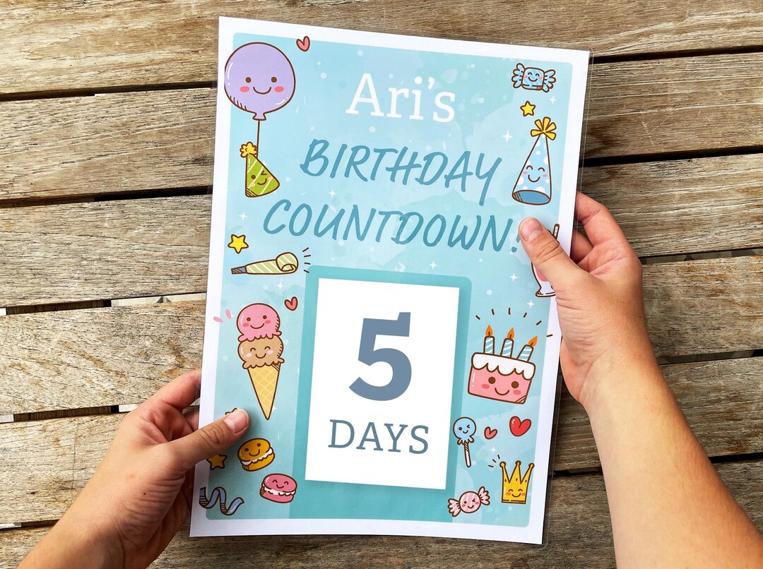 Birthday Countdown Printable for Kids – Editable & Reusable Birthday ...