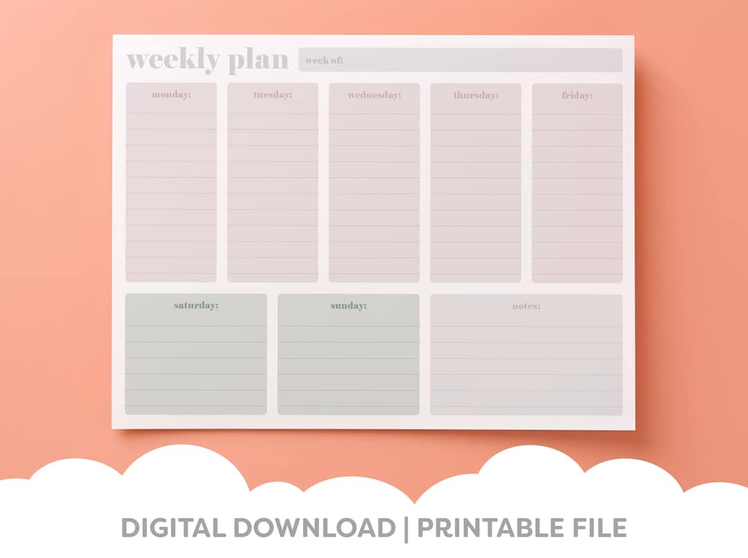 Printable Weekly Schedule, A4 Planner, Home Organization, Family ...