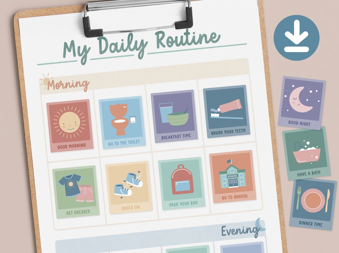 My Daily Routine Chart Printable PDF 60 Visual Routine | Etsy