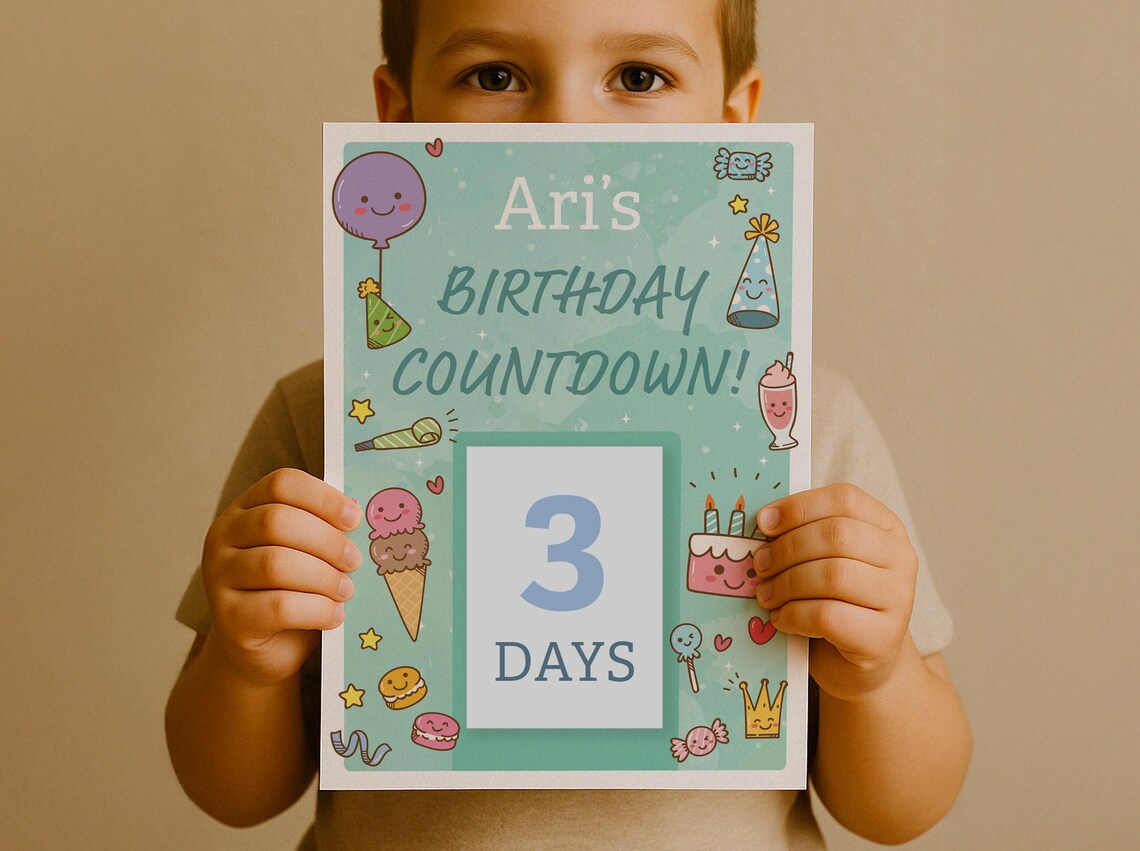 Editable Birthday Countdown Sign: DIY Party Decor (digital Download) - Etsy