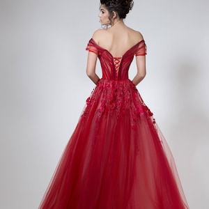 Red Princess Dress for Formal Events, Gorgeous Prom Dress of Tulle With ...
