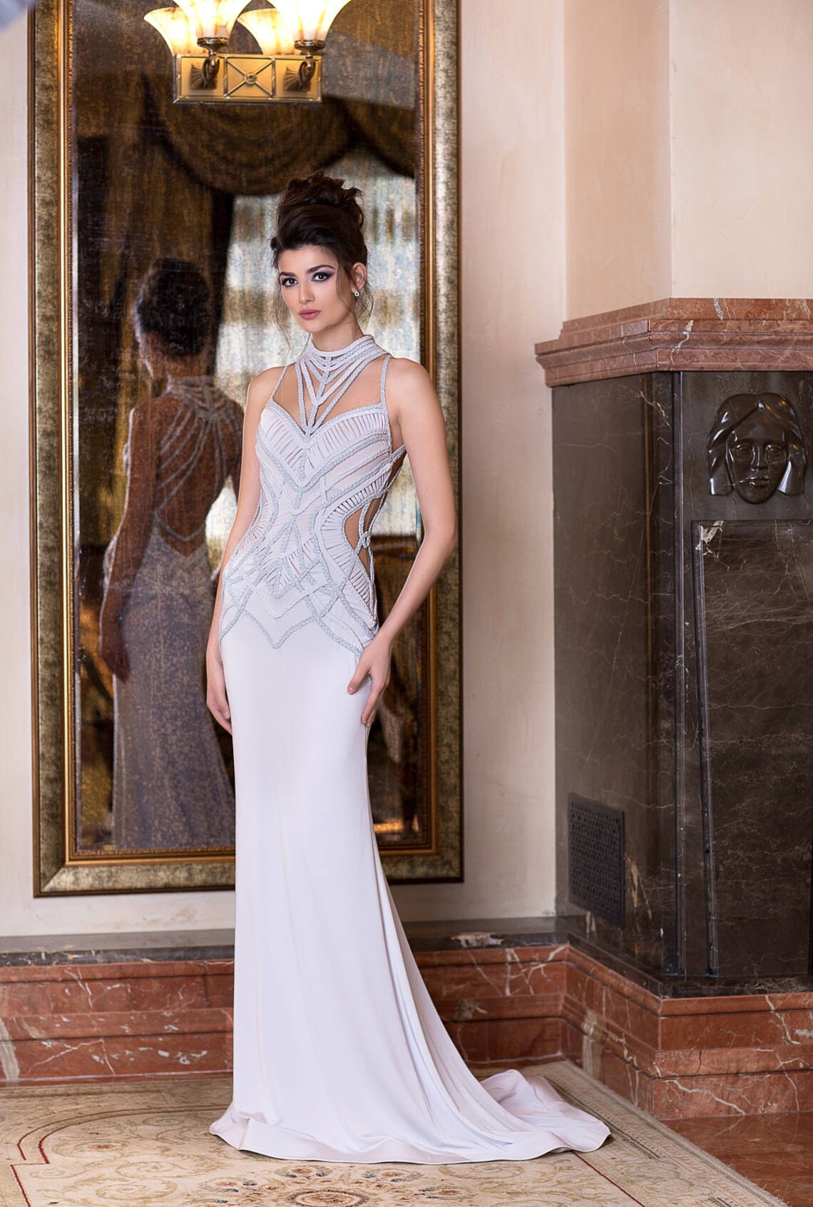 Sexy Light Gray Evening Gown, Long Formal Dress, Long Sheath Dress for ...