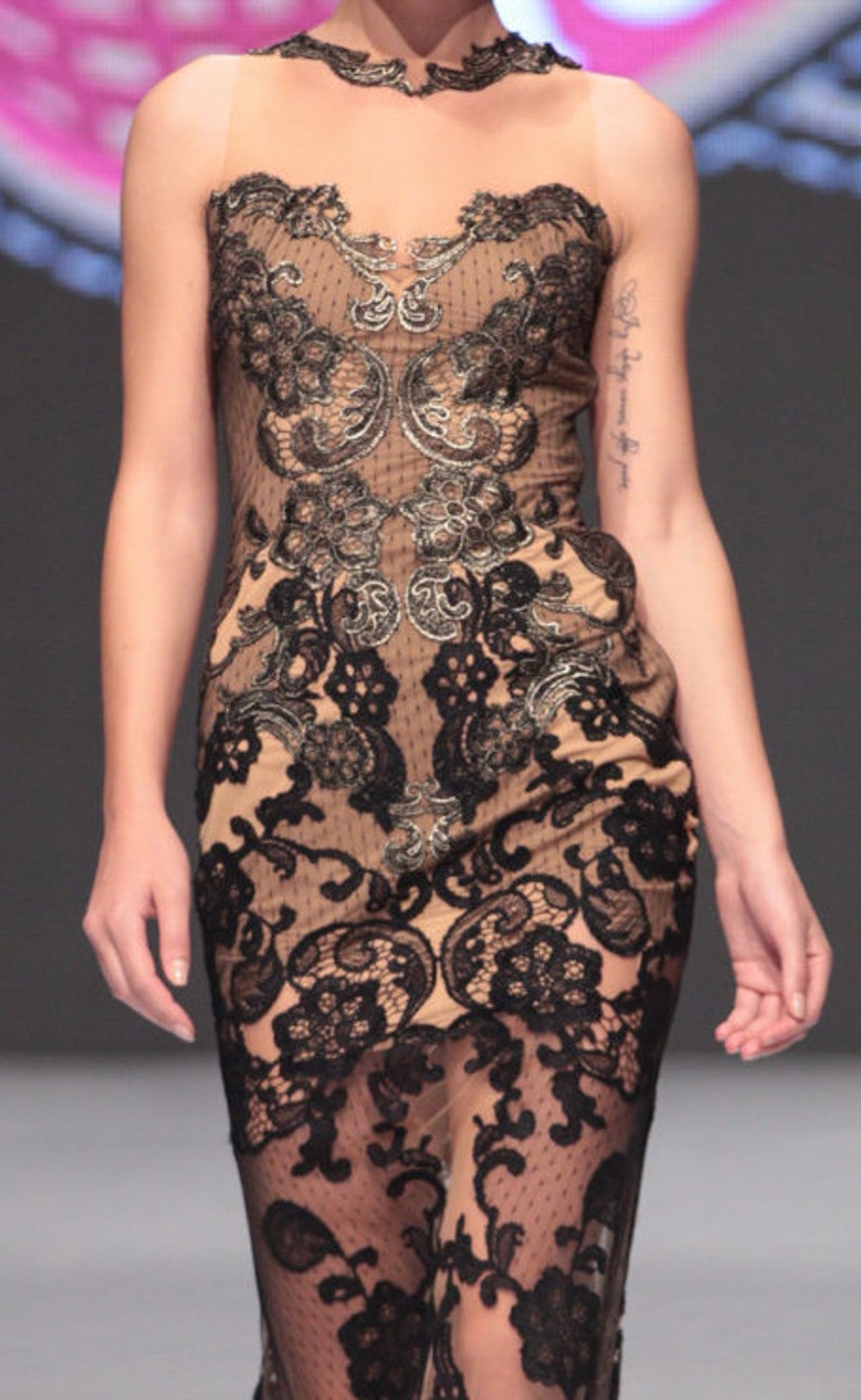 Black Lace Dress Long Elegant Gown Sexy Prom Dress Etsy