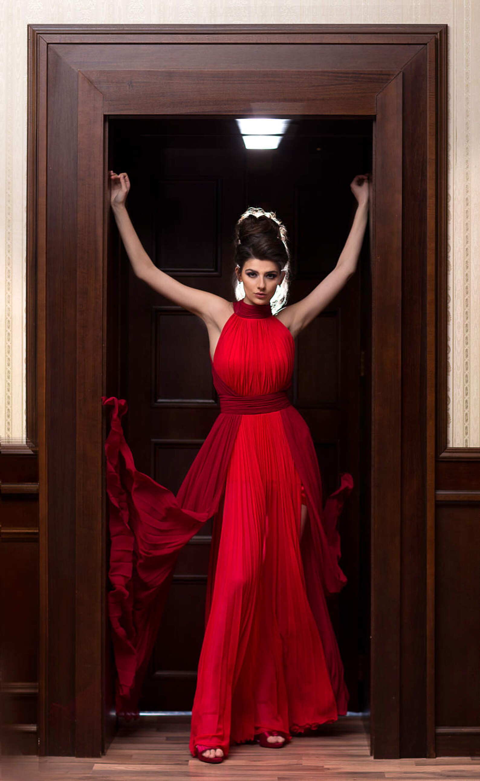 Red Formal Dress Elegant Empire Dress Chiffon Cocktail - Etsy