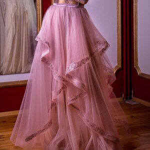 Short Rose Ash Evening Dress With Detachable Skirt, Short and Long ...