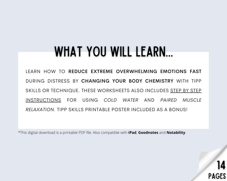 DBT TIPP Technique Worksheets -- Distress Tolerance, Emotional ...