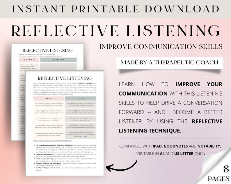 REFLECTIVE LISTENING WORKSHEETS -- Improve Your Communication ...