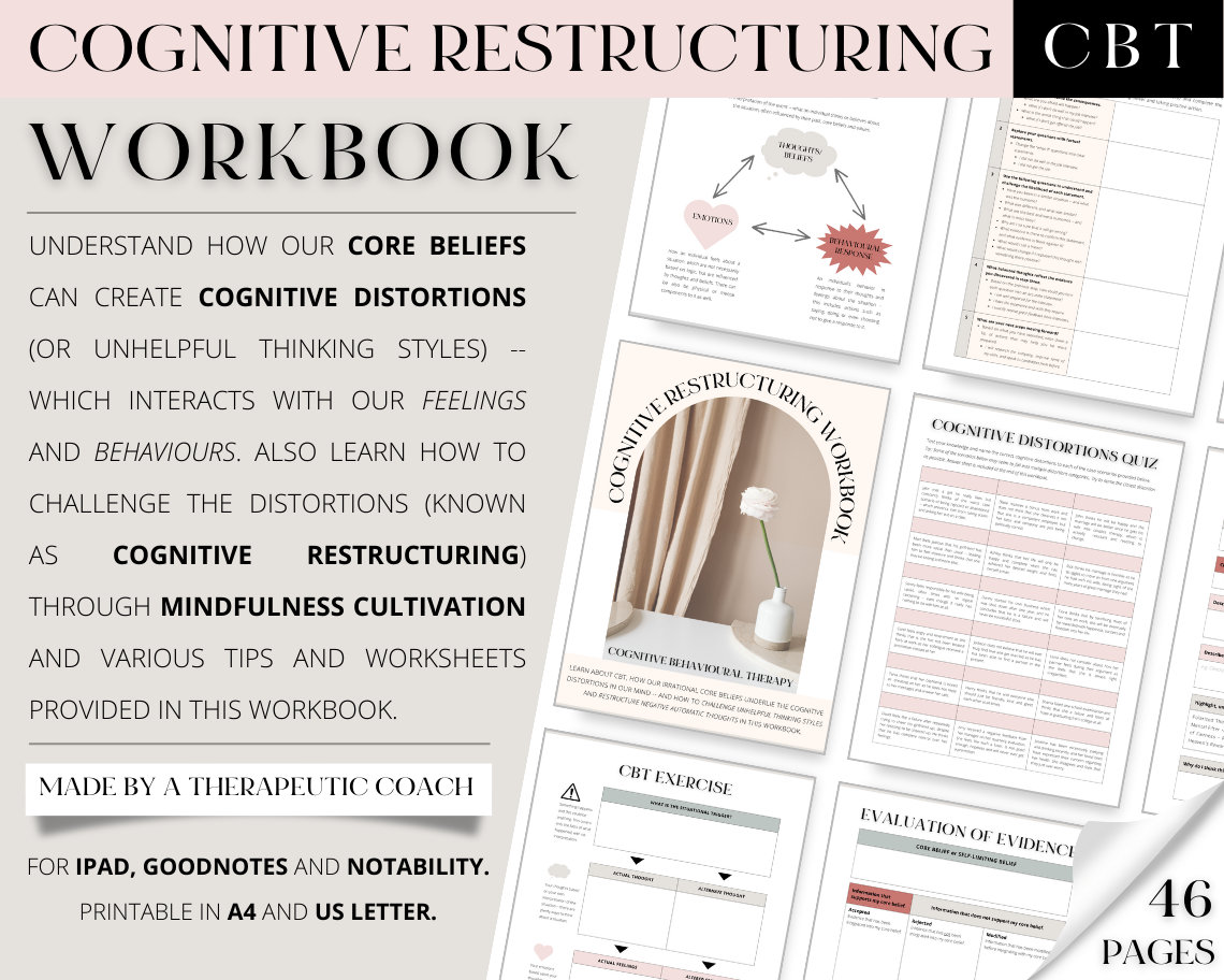 COGNITIVE RESTRUCTURING WORKBOOK -- Challenge Core Beliefs/ Self ...