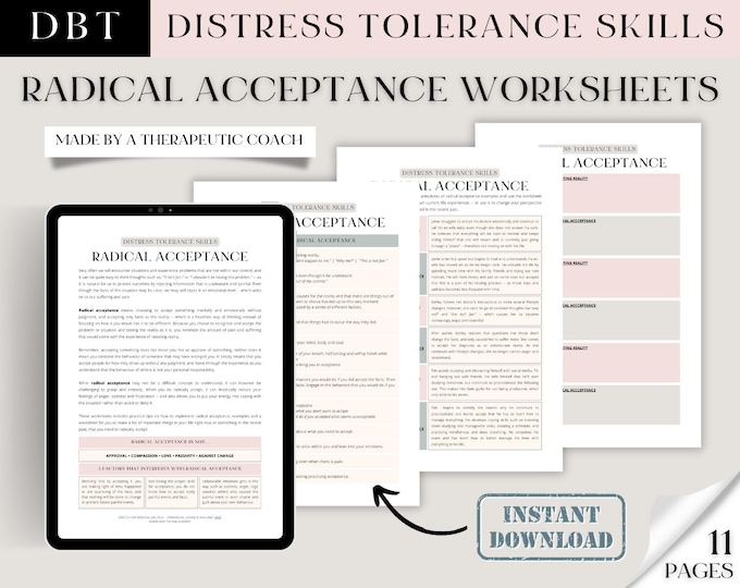 Radical Acceptance DBT Distress Tolerance Handouts - Etsy