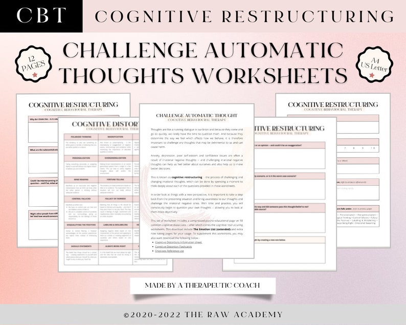 COGNITIVE DISTORTION WORKSHEETS Unhelpful Thinking - Etsy