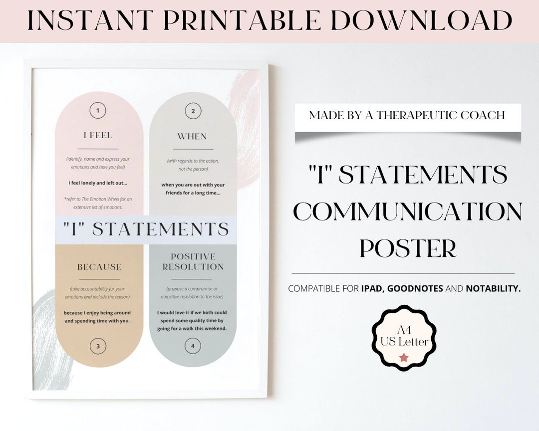 ASSERTIVE COMMUNICATION -- "i" Statements Cheat Sheet/ Improve Your ...