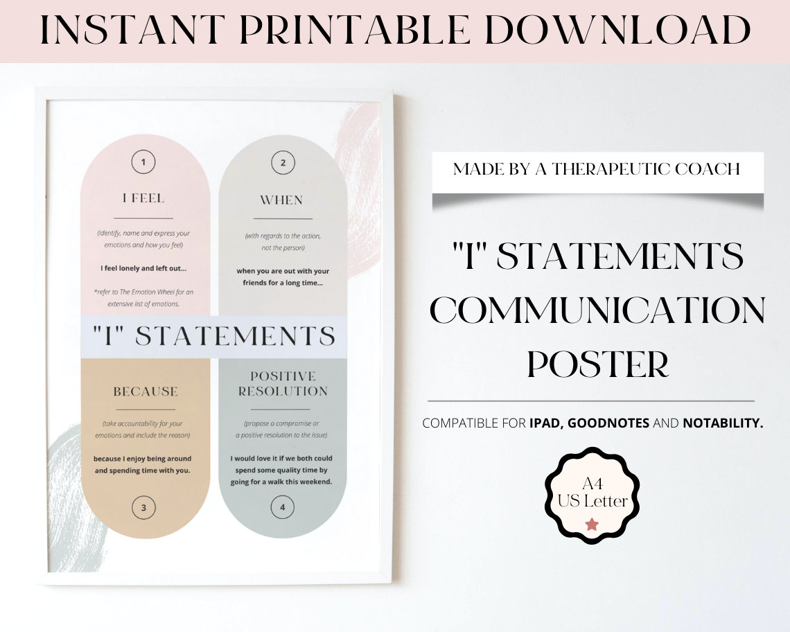 ASSERTIVE COMMUNICATION -- "i" Statements Cheat Sheet/ Improve Your ...