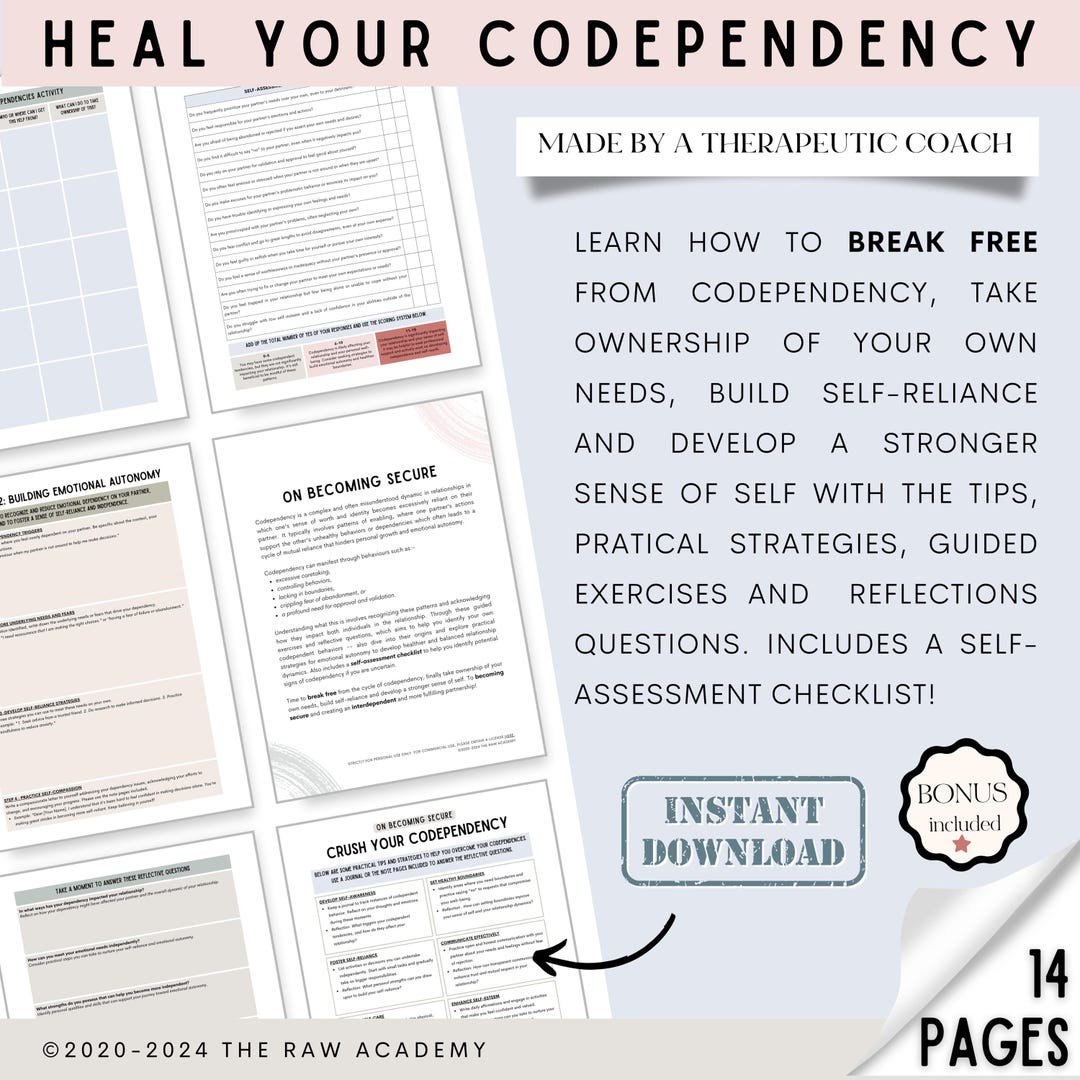 HEAL CODEPENDENCY WORKSHEETS -- Improve Relationship, Build Emotional ...