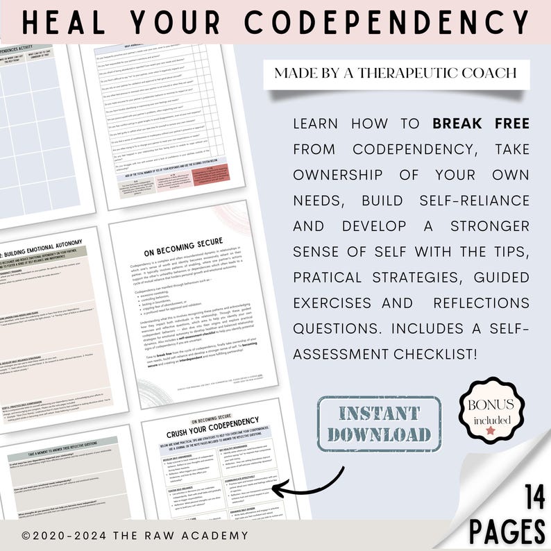 HEAL CODEPENDENCY WORKSHEETS Improve Relationship, Build Emotional ...