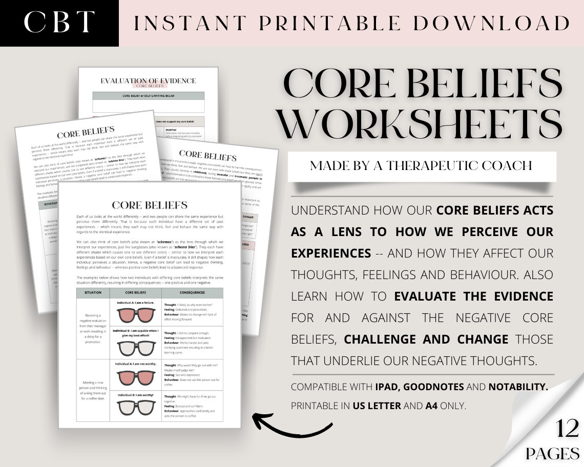 CHALLENGE CORE BELIEFS Self Limiting Beliefs/ Unhelpful - Etsy