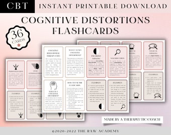 Cognitive Distortion Flashcards CBT Therapy Tool Coping - Etsy
