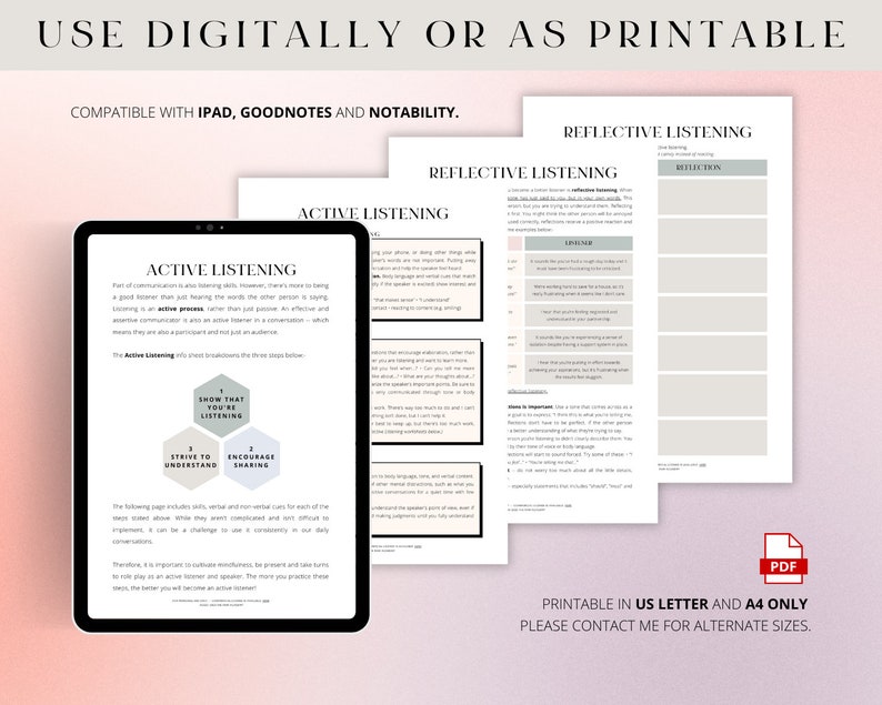 ACTIVE & REFLECTIVE LISTENING Bundle -- Improve Your Communication ...