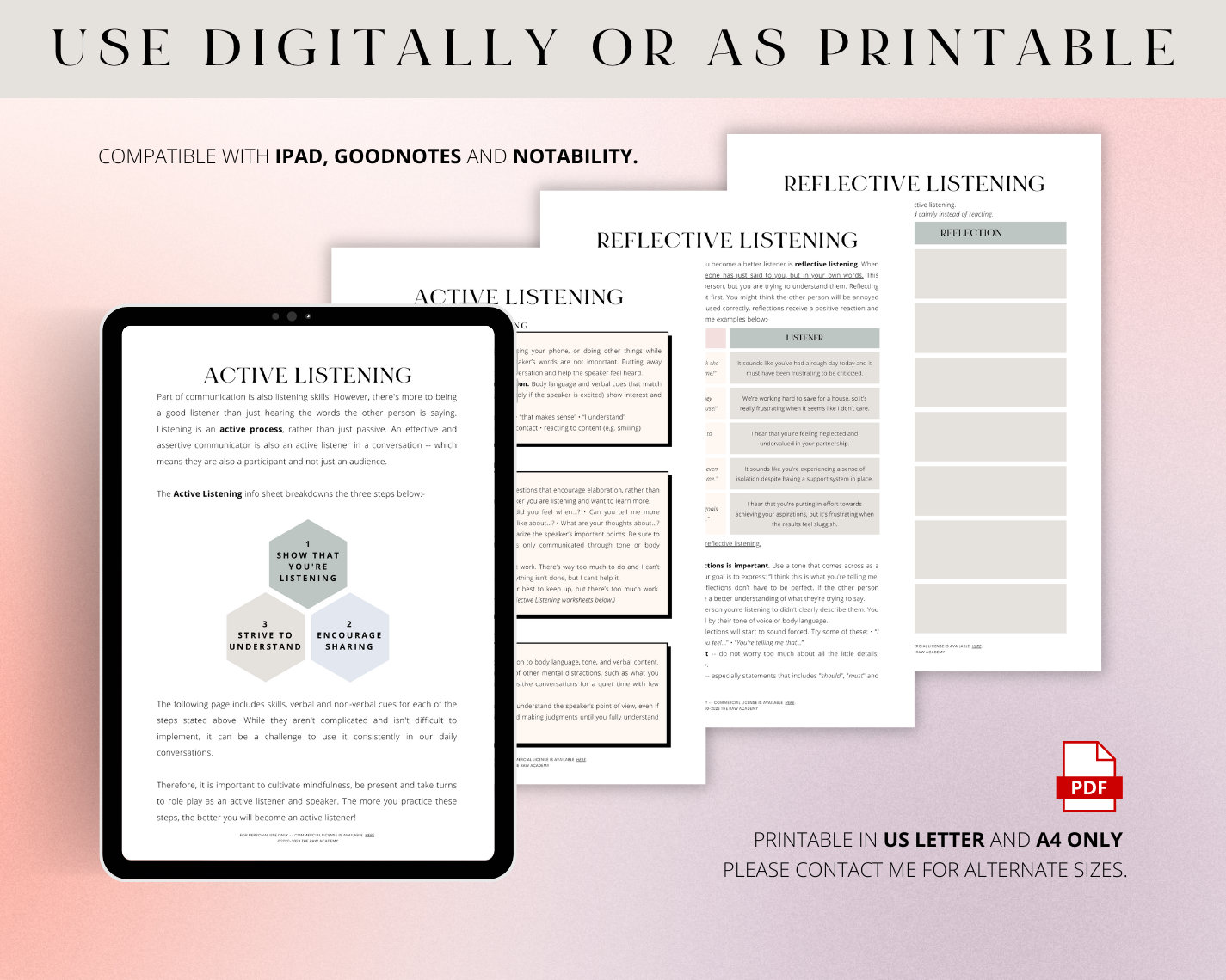 ACTIVE & REFLECTIVE LISTENING Bundle -- Improve Your Communication ...