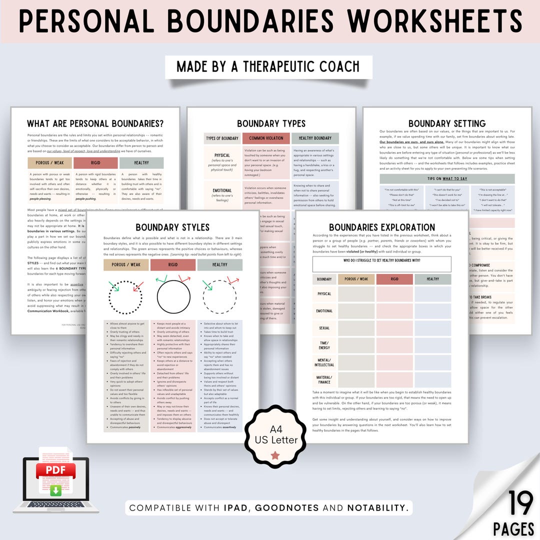 BOUNDARY SETTING WORKSHEETS -- Set Healthy Personal Boundaries ...