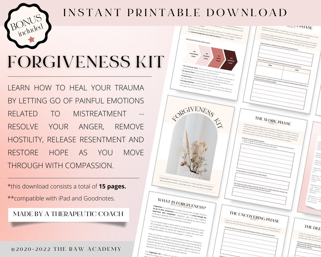 FORGIVENESS WORKSHEETS Heal Your Trauma/ Relationship/ Couples ...