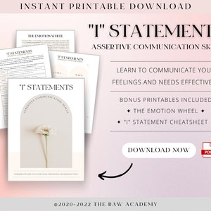 ASSERTIVE COMMUNICATION SKILLS -- "i" Statements Worksheets (bonus ...