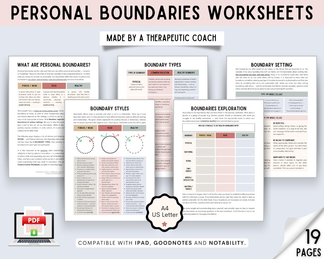 BOUNDARY SETTING WORKSHEETS Set Healthy Personal Boundaries Improve ...