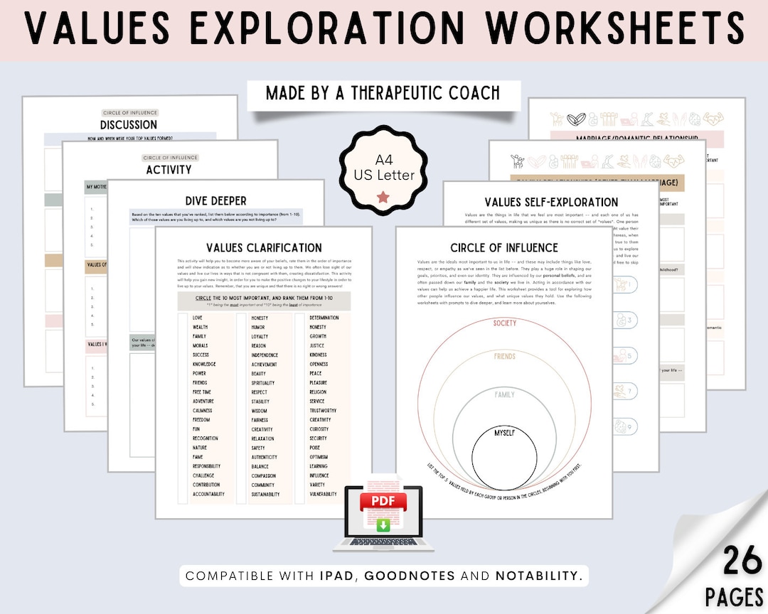 VALUES EXPLORATION WORKSHEETS Personal Beliefs Identify Core Values ...