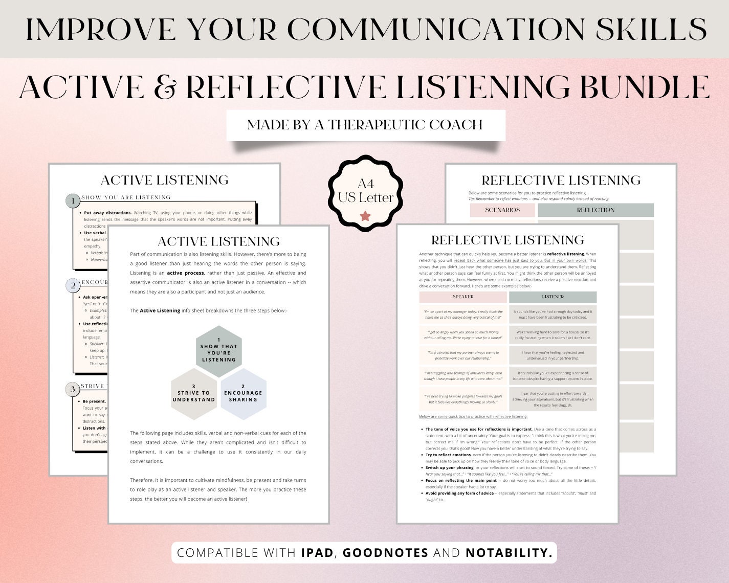 ACTIVE & REFLECTIVE LISTENING Bundle Improve Your Communication ...