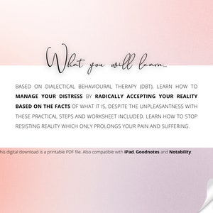 DBT RADICAL ACCEPTANCE Worksheets -- Distress Tolerance Skills/ Anxiety ...