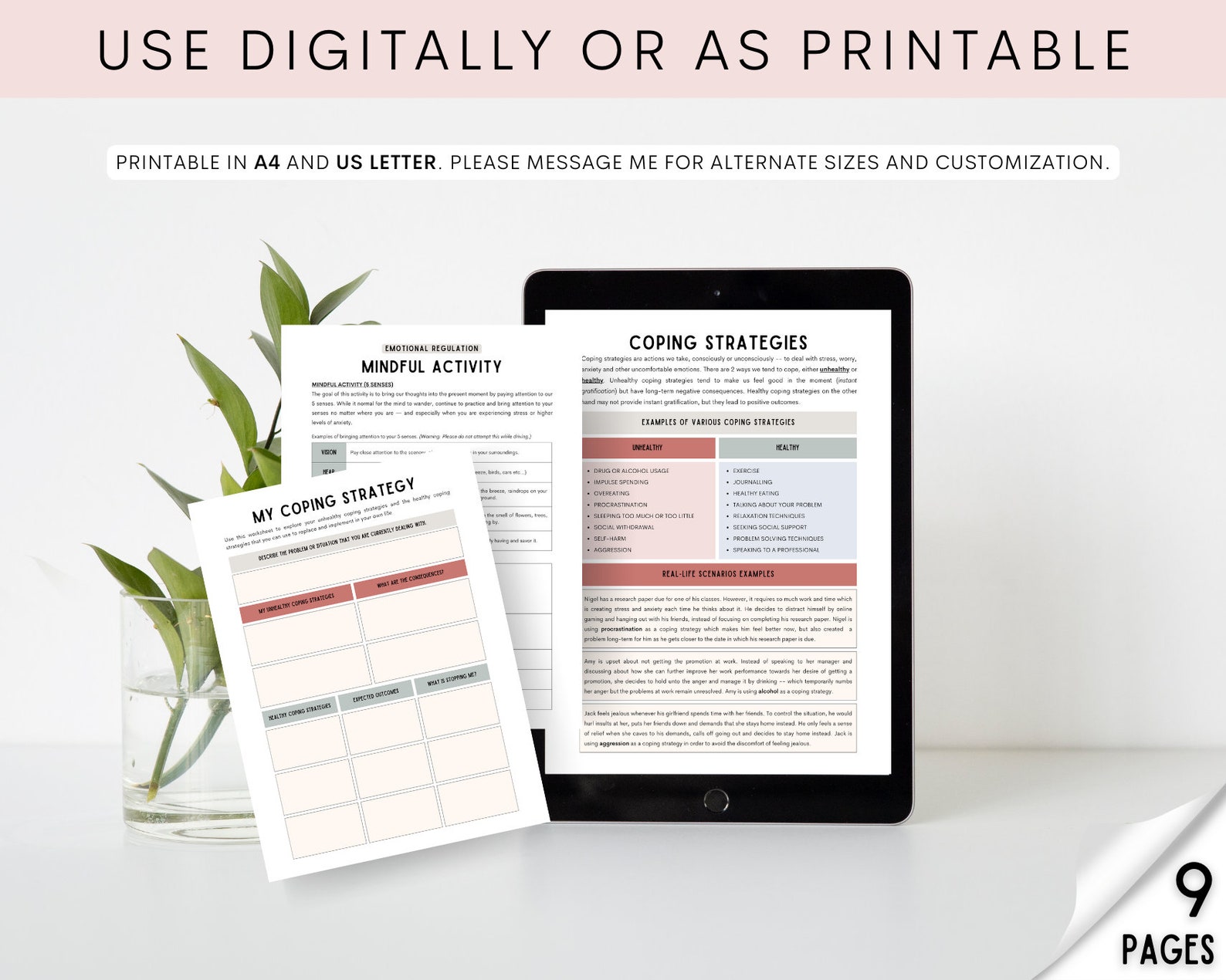 COPING STRATEGIES WORKSHEETS -- Anxiety Coping Skills, Self Regulation ...