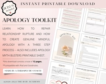 Apology Worksheets - Etsy