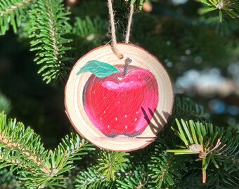 Hand Painted Live Edge Wood Mushroom Ornament - Etsy