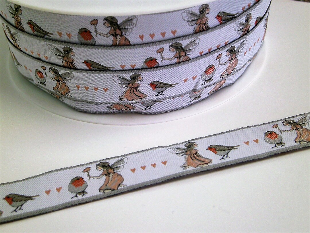 1 M Woven Ribbon elf and Robin 16 Mm W. - Etsy
