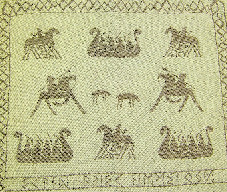Woven Linen/Cotton Fabric Vikings about 45x70 cm tea towel | Etsy