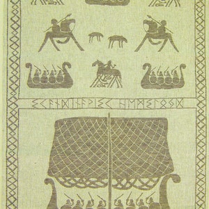 Woven Linen/cotton Fabric "vikings" About 45x70 Cm Tea Towel - Etsy