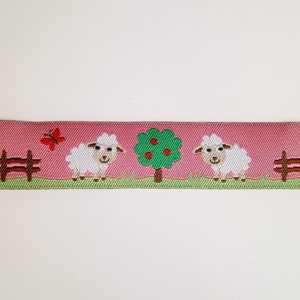 1 M Woven Ribbon "lamb" 16 Mm W. Pink Blue - Etsy