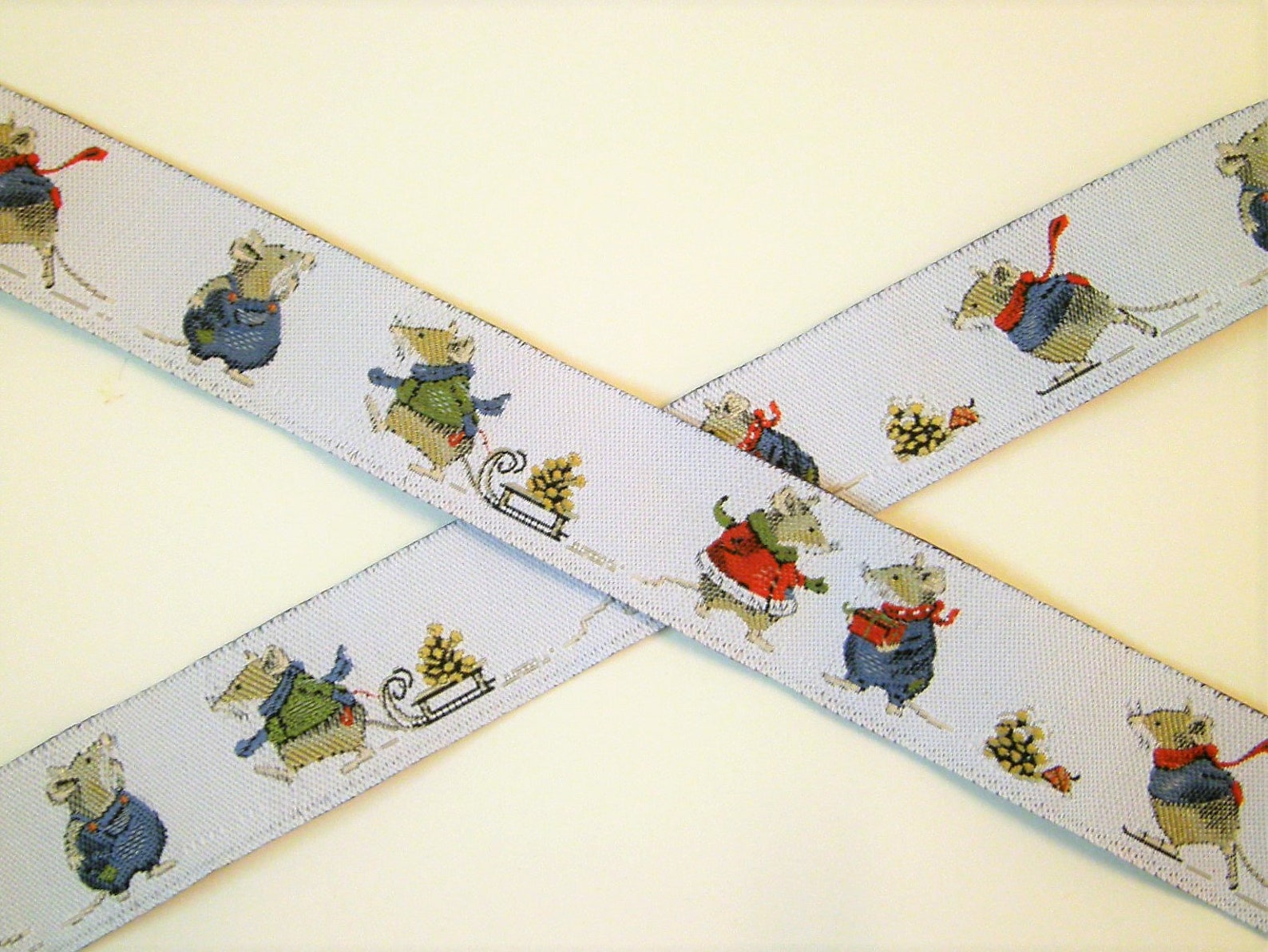 1 M Woven Ribbon Winter's Mice 16 Mm W. | Etsy