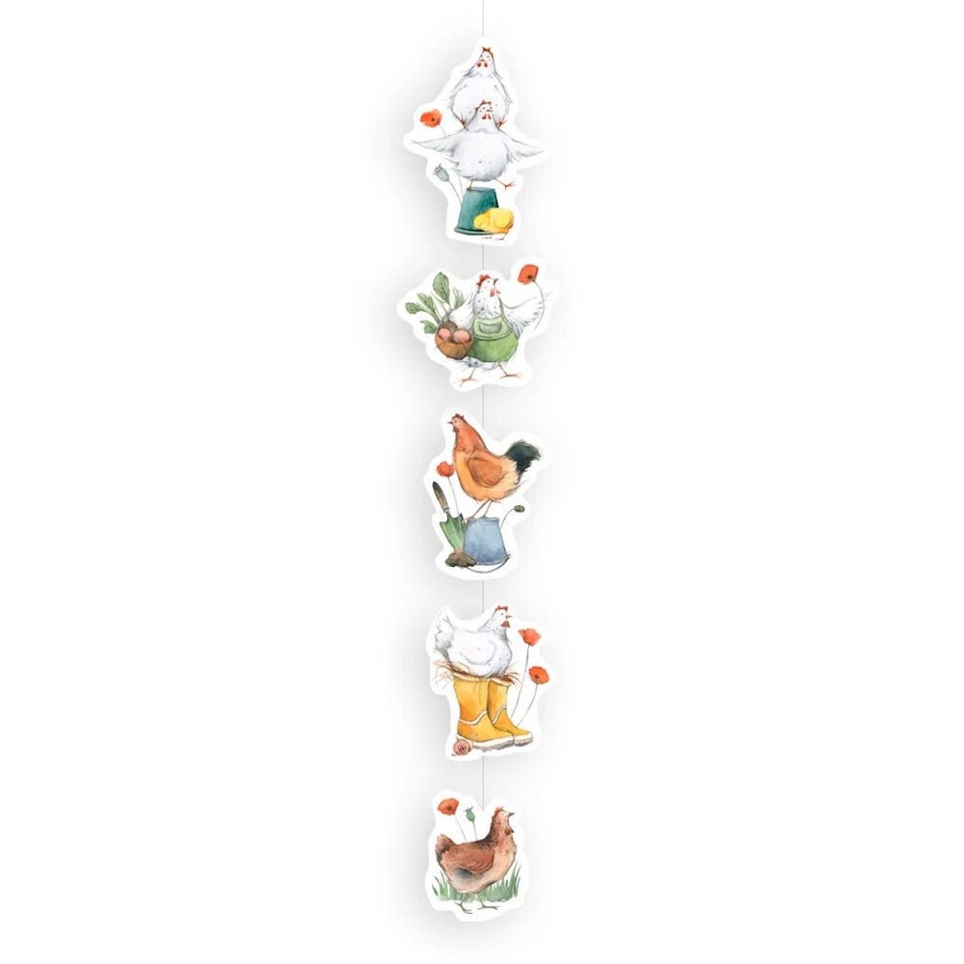 Garland Chicken Band Made of Paper Printed on Both Sides on Cotton Cord ...