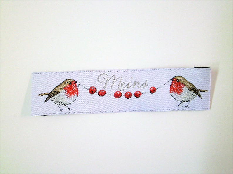 5 Woven label Mine robin 90 x20 mm prefolded robin | Etsy