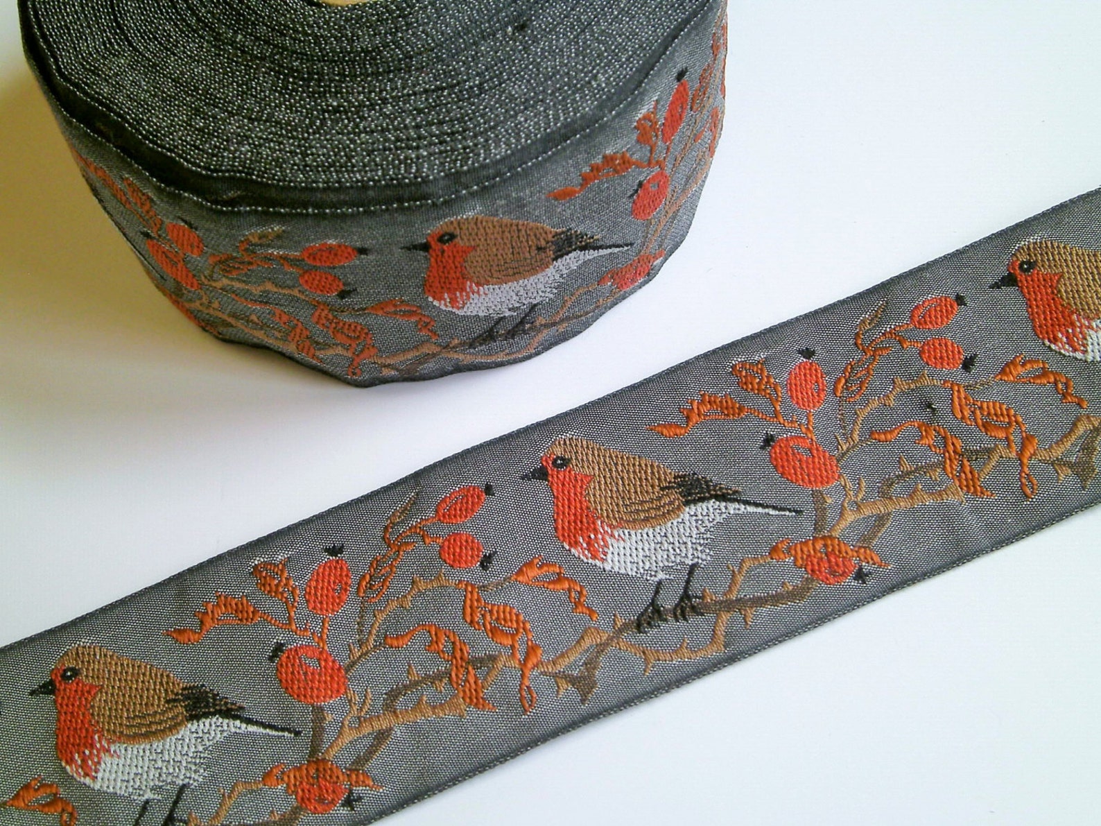 05 M Woven Ribbon robin 40 Mm W. - Etsy