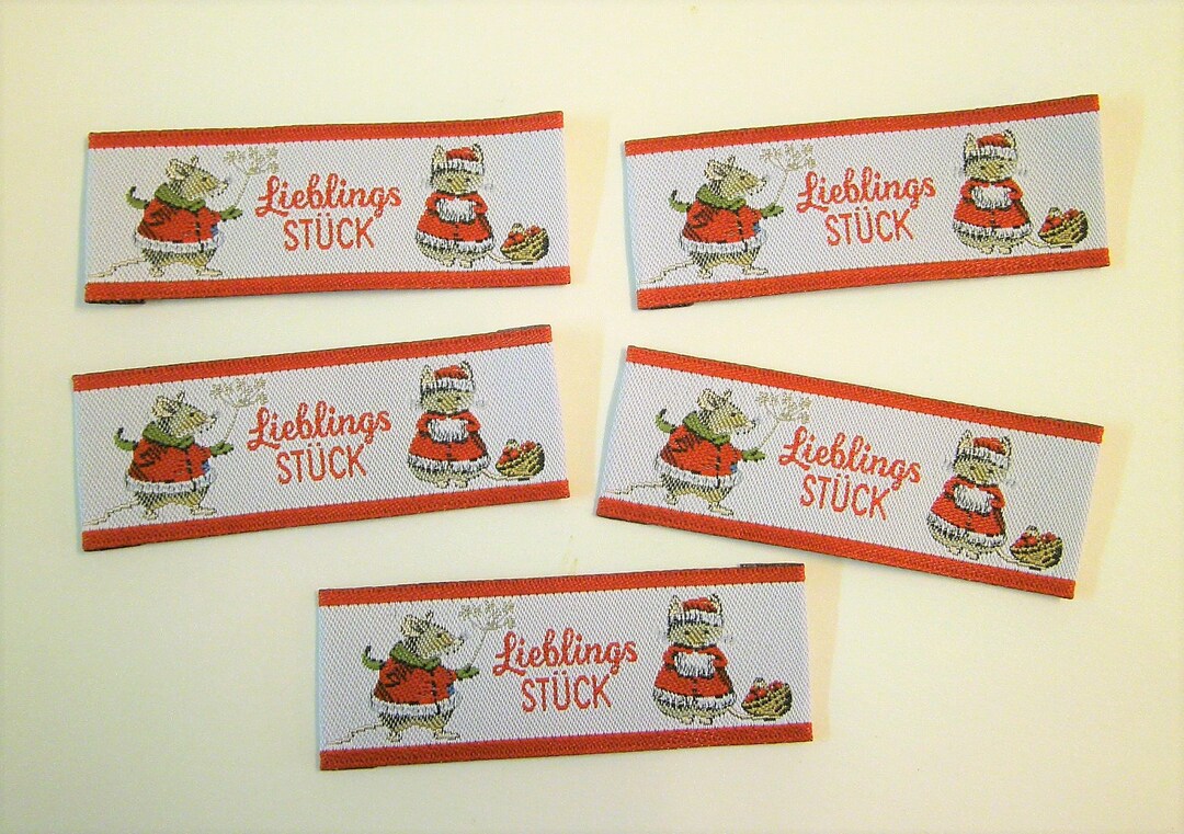 5 Woven Label " Mice - Favourite Piece" 57 X 20 Mm Prefolded - Etsy