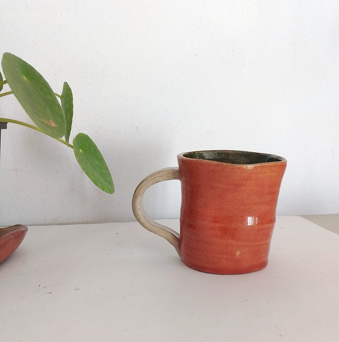 Quirky, Wonky Pottery Mug, Red and Green Funky Mug, Funny Mug, Pottery ...