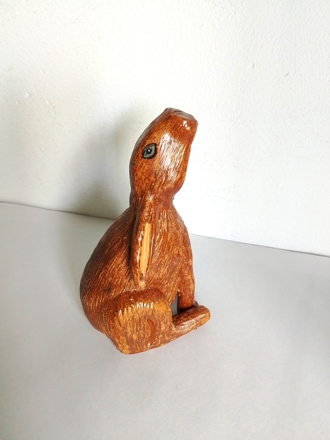 Ceramic Moon Gazing Hare, Pottery Moon Gazing Hare, Statue Moon Gazing ...