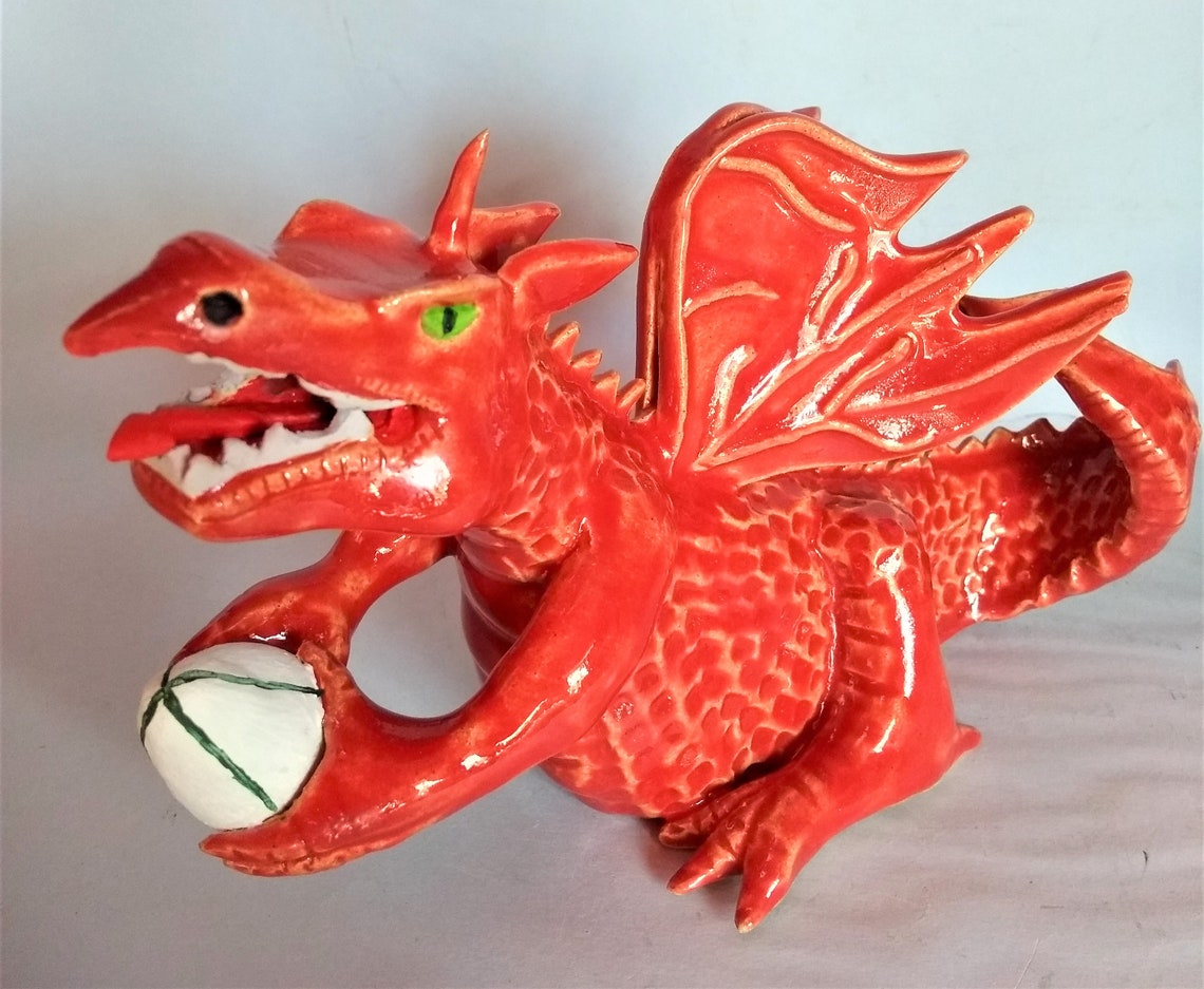 Welsh Dragon with rugby ball | Etsy