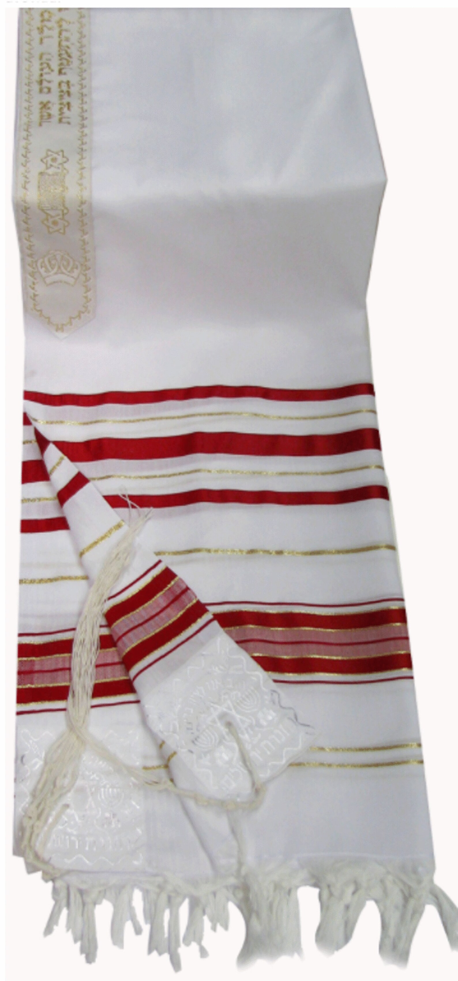 Tallit Prayer Shawl Red & Gold Stripes for Wedding, Bar or Bat Mitzvah ...